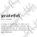 Grateful Definition Print, Gratitude Definition, Gratitude Gift ...