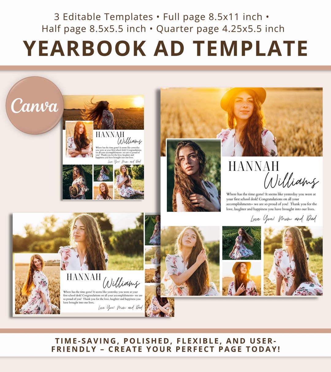 Graduation Yearbook Ad Template Bundle: Canva Editable (digital ...