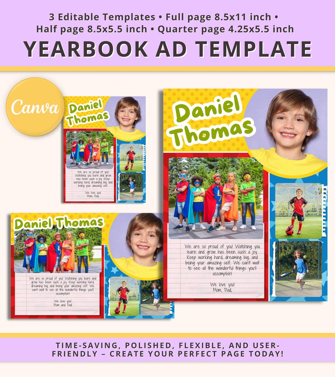 Yearbook Template Elementary Yearbook Editable Templates, Full Page ...