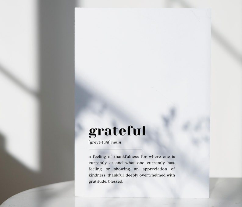 Grateful Definition Print, Gratitude Definition, Gratitude Gift ...