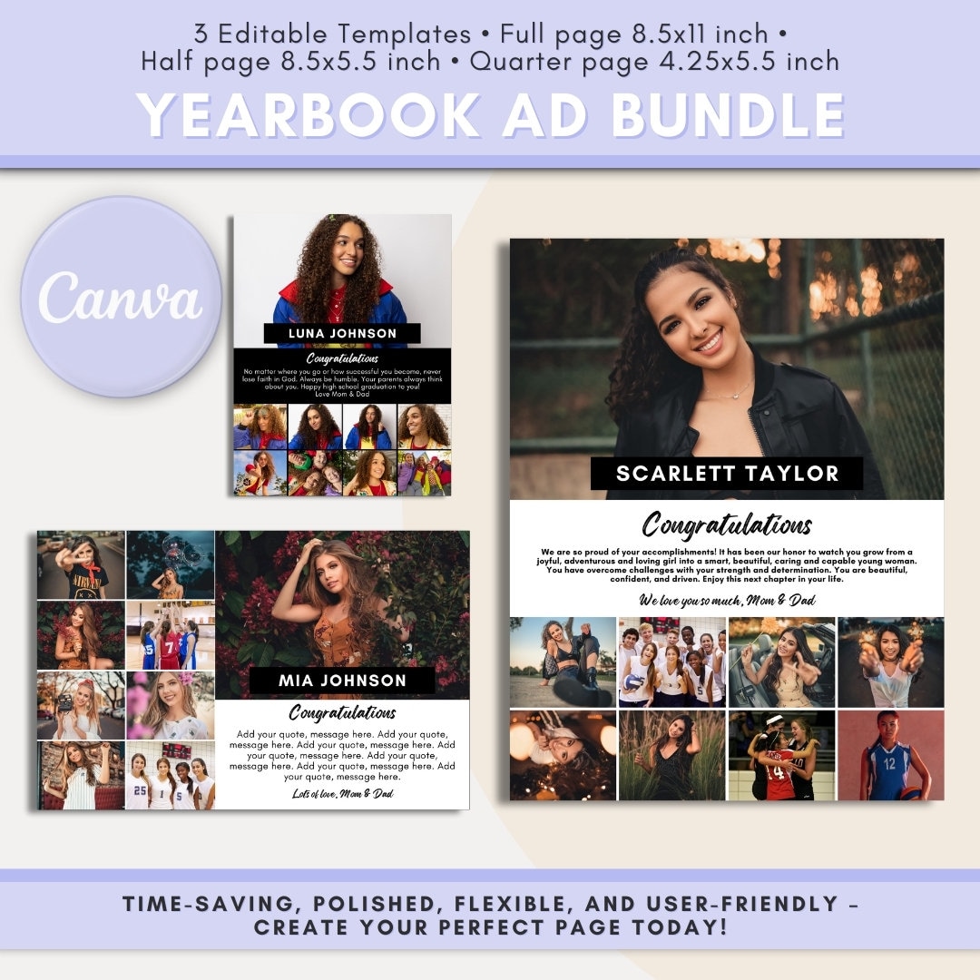 Senior Ad Yearbook Template Canva Yearbook Page Design Full - Etsy
