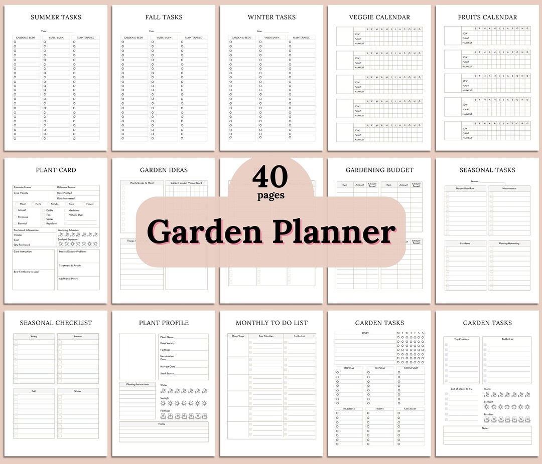 Garden Planner, Printable Garden Planner, Garden Planner PDF, Garden Planner Journal, Planner A4 ...