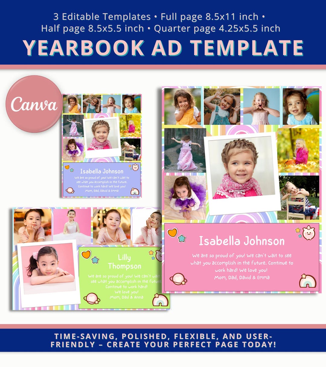 Yearbook Ad Template Elementary Yearbook Template Full Page Canva ...