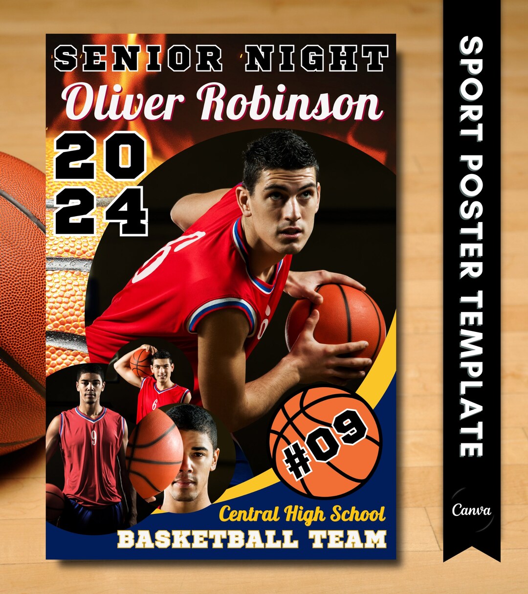 Senior Night Basketball Poster Template: Customizable Canva Print ...