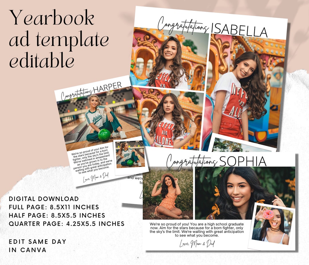 Senior Ad Yearbook Template Canva Yearbook Template Canva - Etsy