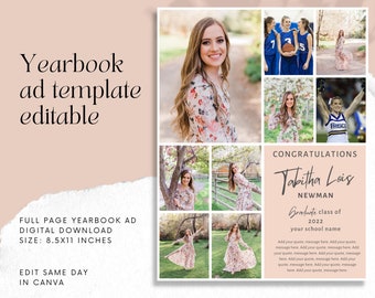 Yearbook Ad Canva Template Full Page Editable Modern School - Etsy