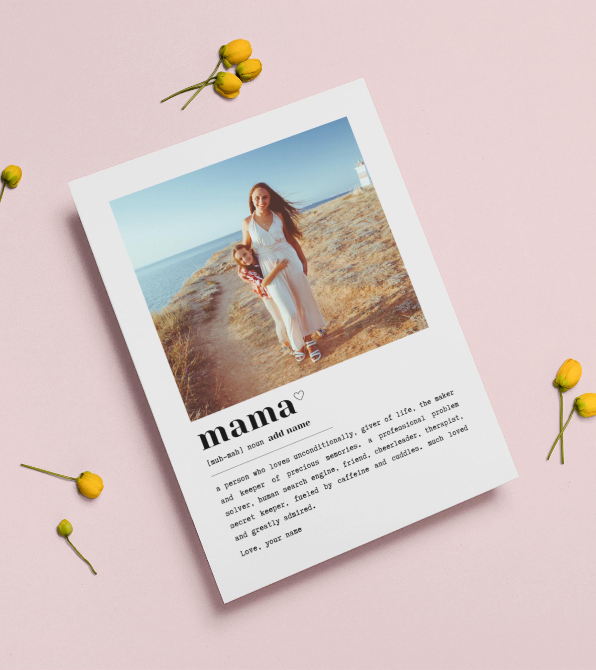 Personalized Mama Definition Print: Photo Gift for Mom (canva Template ...