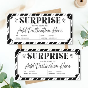 Surprise Trip Voucher: Editable Travel Coupon Template (printable PDF ...