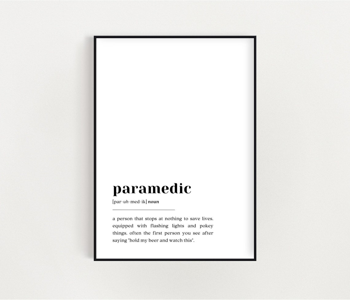 Paramedic Definition Print Paramedic Gift First Responder - Etsy