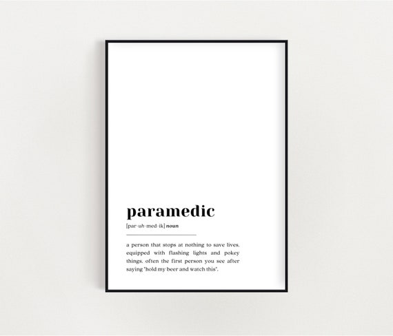 Paramedic Definition Print Paramedic Gift First Responder | Etsy