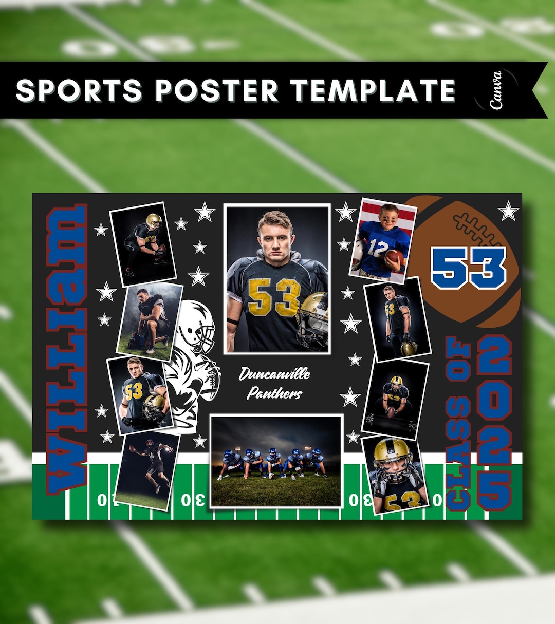 Senior Night Football Poster Template: Customizable Canva Design (digital Download) - Etsy