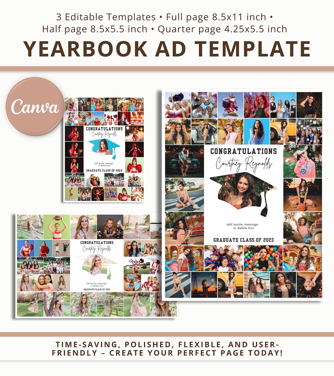 Graduation Yearbook Template Bundle, Senior Yearbook Page Template ...