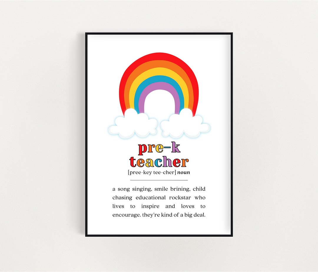 Pre K Teacher Gift, Rainbow Pre-k Teacher Definition Printable, DIY ...