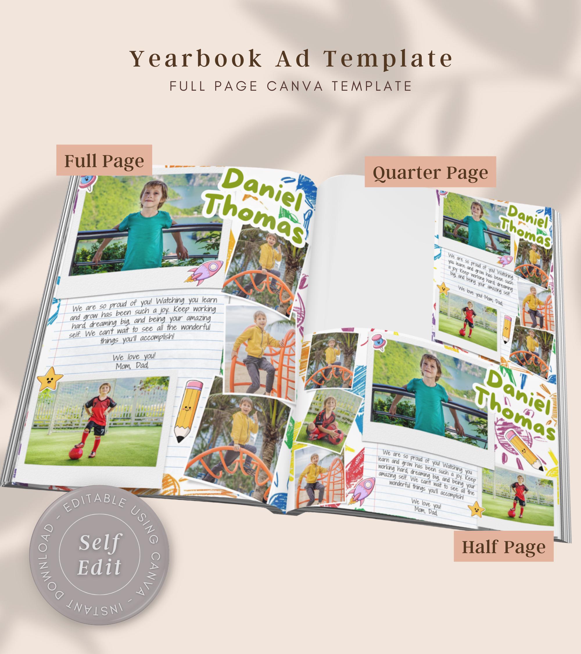 Elementary Yearbook Ad Template: Full, Half, Quarter Page (canva ...