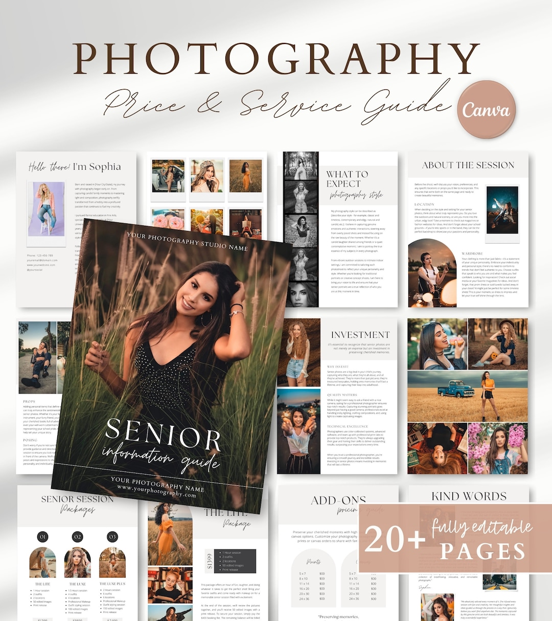 Senior Photography Session Guide Template: Canva Price & Information ...