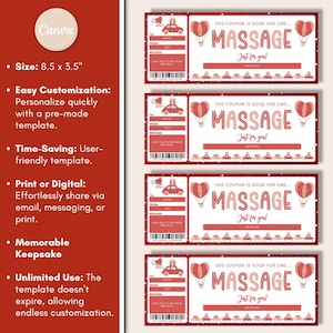 Massage Voucher Template, Massage Coupon Template, Printable Massage ...