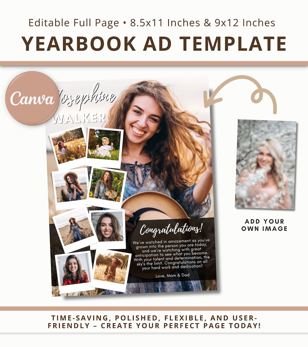Senior Yearbook Ad Template 8.5x11 & 9x12, 9 Pictures, Yearbook Ad ...