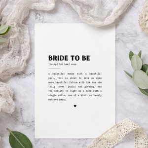 Bride to Be Definition Print: Engagement Gift (digital Download) - Etsy