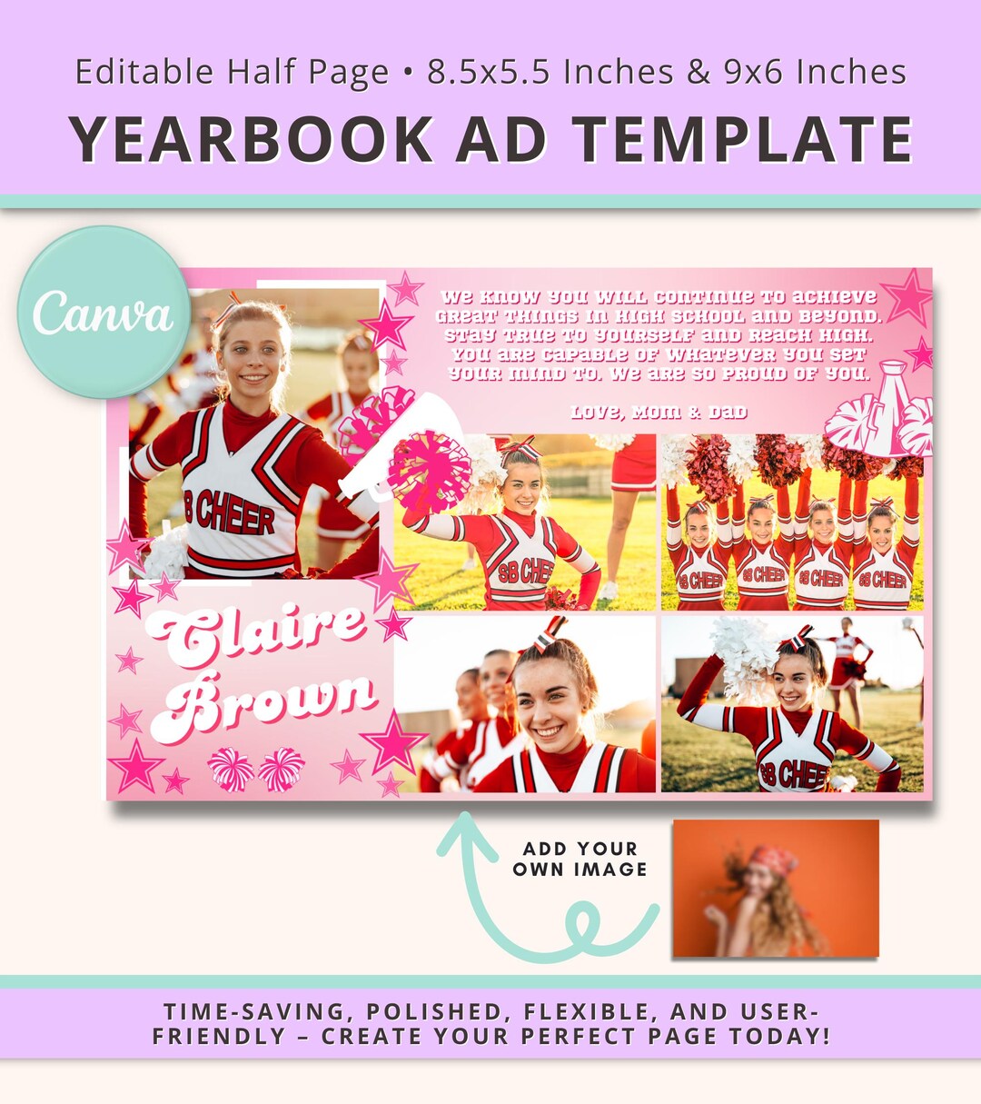 Half Page Yearbook Ad Template Yearbook Template Elementary Middle ...