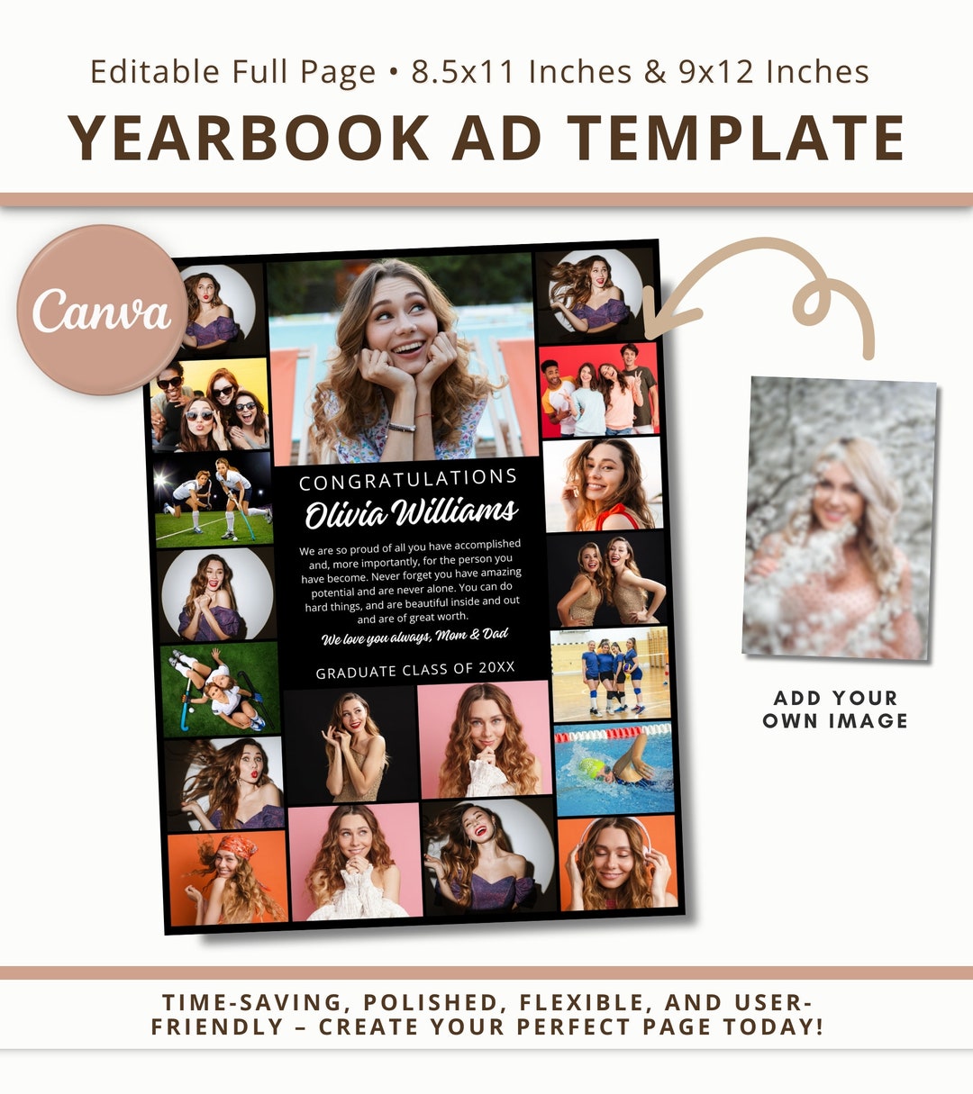 Yearbook Ad Template Full Page Canva Senior Yearbook Page Graduation ...
