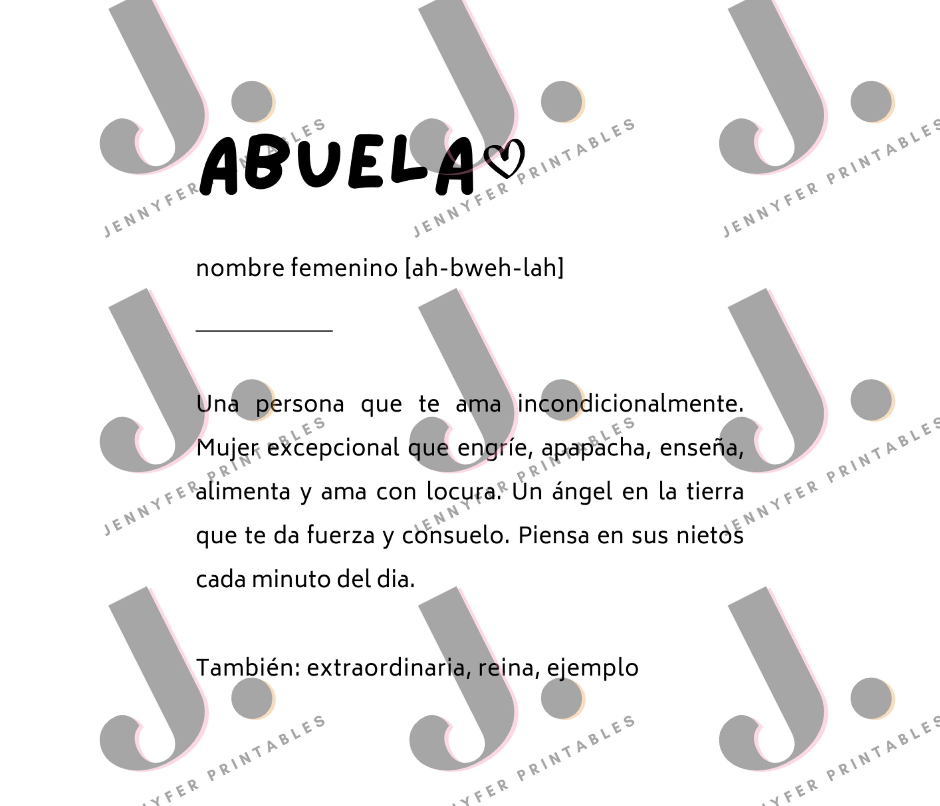 Abuela Gift Abuela Definition Print Spanish Grandma Gift for - Etsy Canada