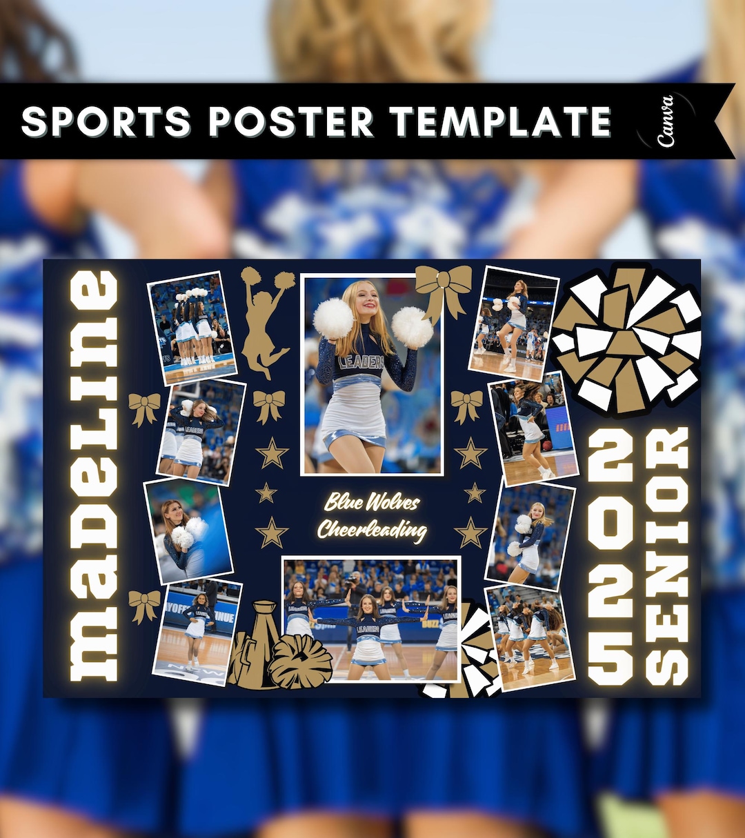 Cheer Senior Night Poster Template: Customizable Photo Collage (digital ...