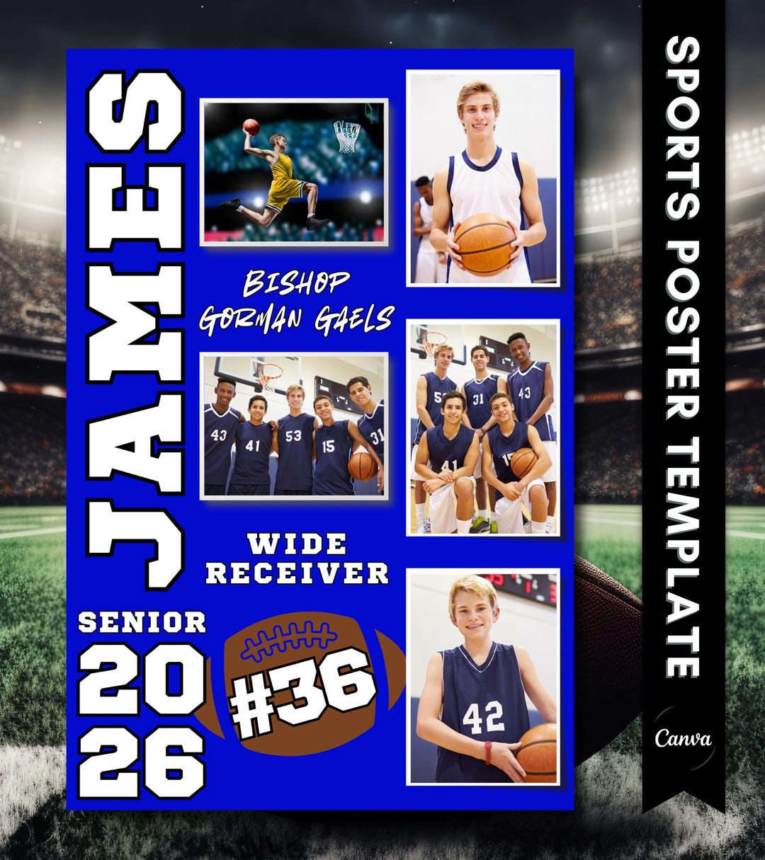 Senior Night Football Poster Template: Customizable Canva Banner ...