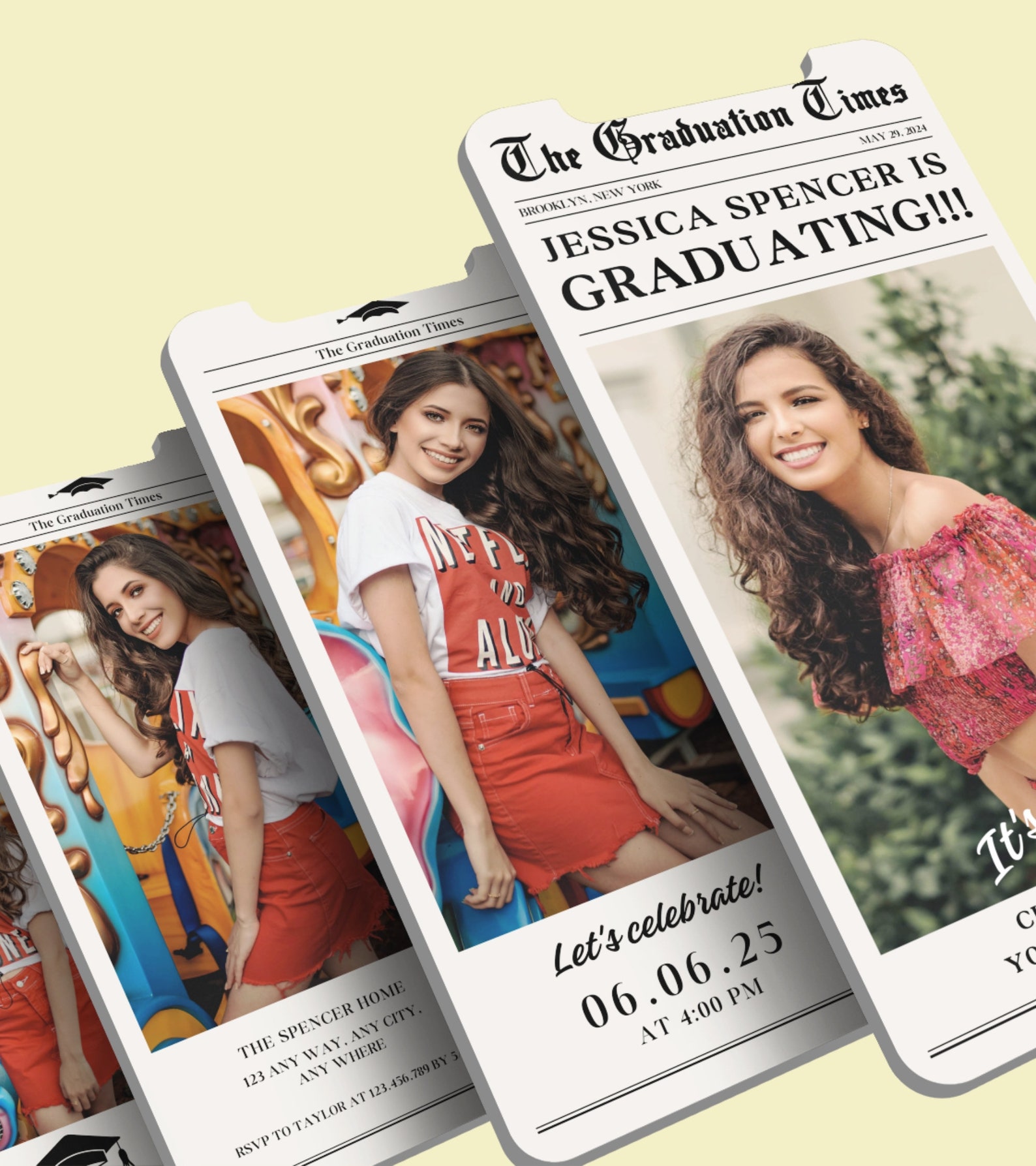 Newspaper Graduation Announcement Template: Photo Invitation & Evite ...