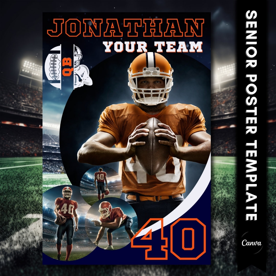Football Senior Posters Template, High School Senior Poster, 4 ...