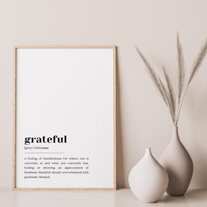 Grateful Definition Print, Gratitude Definition, Gratitude Gift ...
