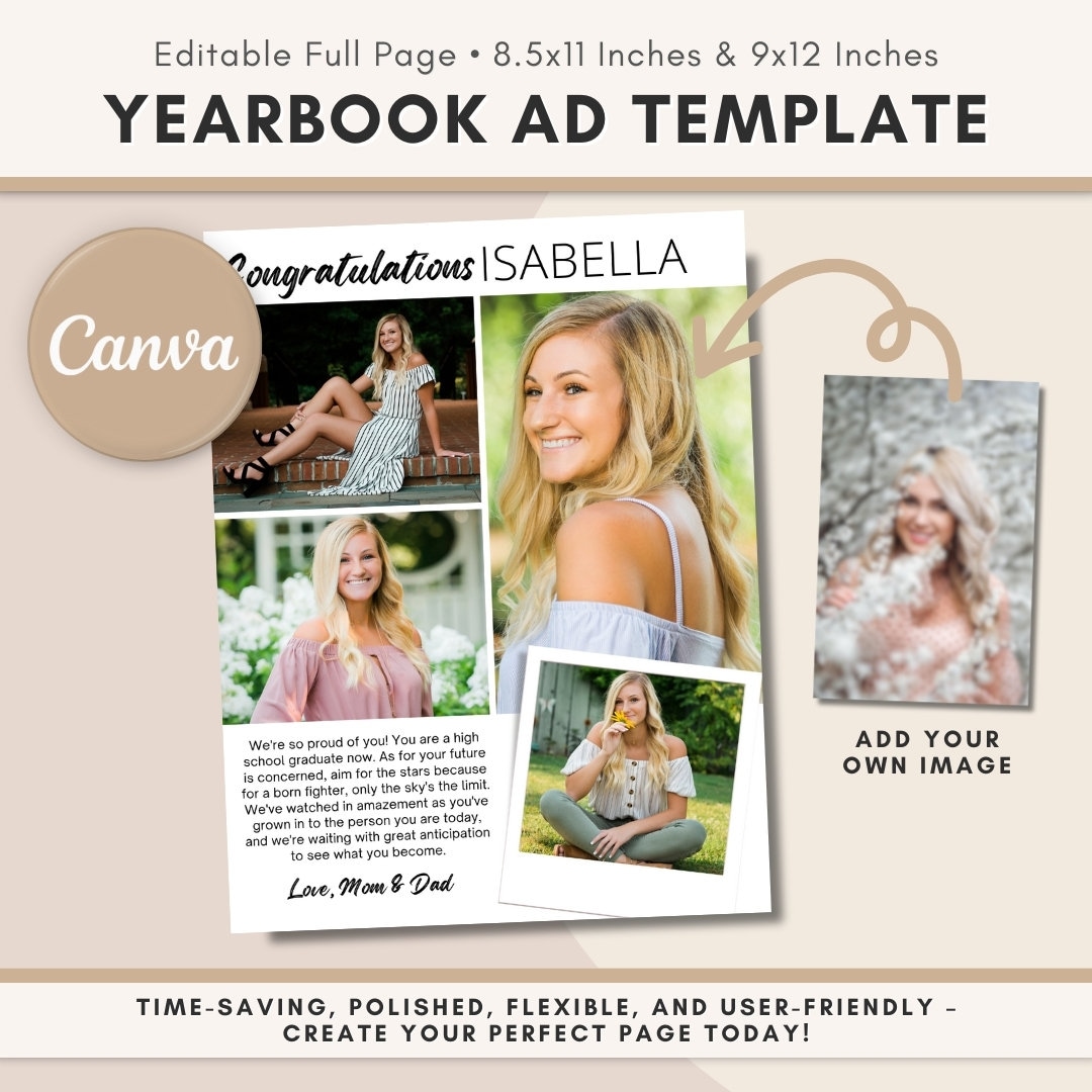 Custom Graduation Yearbook Ad Templates 8.5x11 & 9x12 Full Page Canva ...