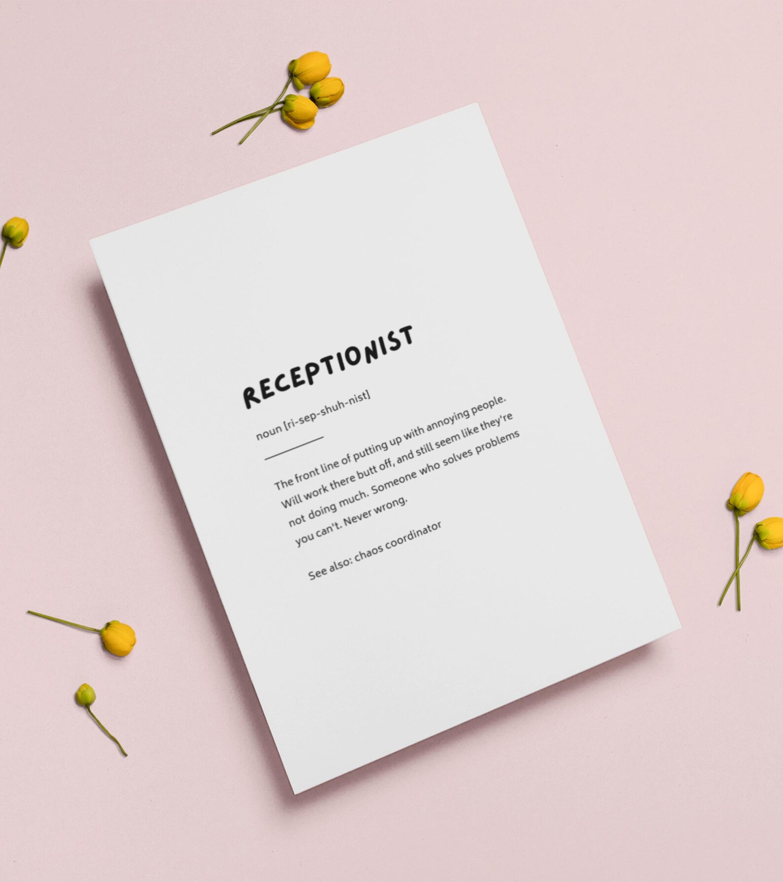 Receptionist Definition Print, Front Office Decor (digital Download) - Etsy