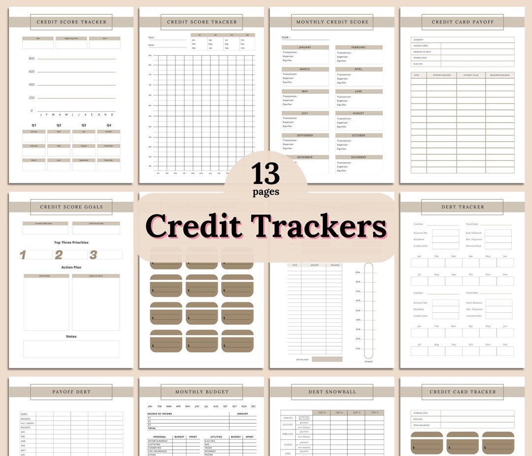 Credit Score Tracker Printable, A4,A5, Letter, Monthly Cedit Score ...