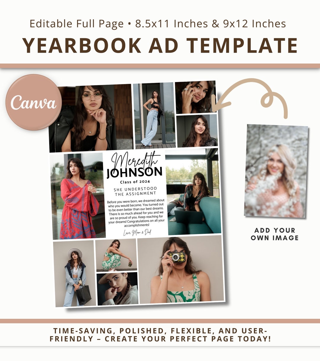 Template for Yearbook Graduation Yearbook Ad Template Canva Senior ...
