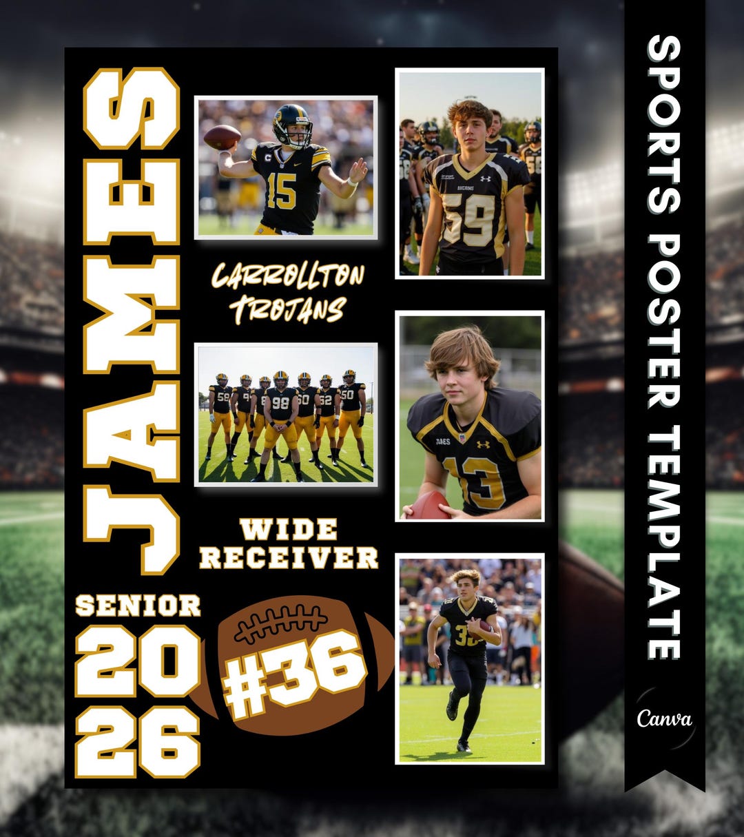 Senior Night Football Poster Template: Customizable Canva Banner ...