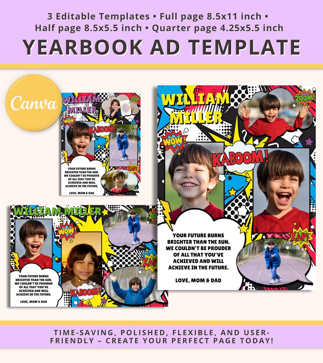 Elementary School Yearbook Ad Template: Full, Half, Quarter Page (canva ...