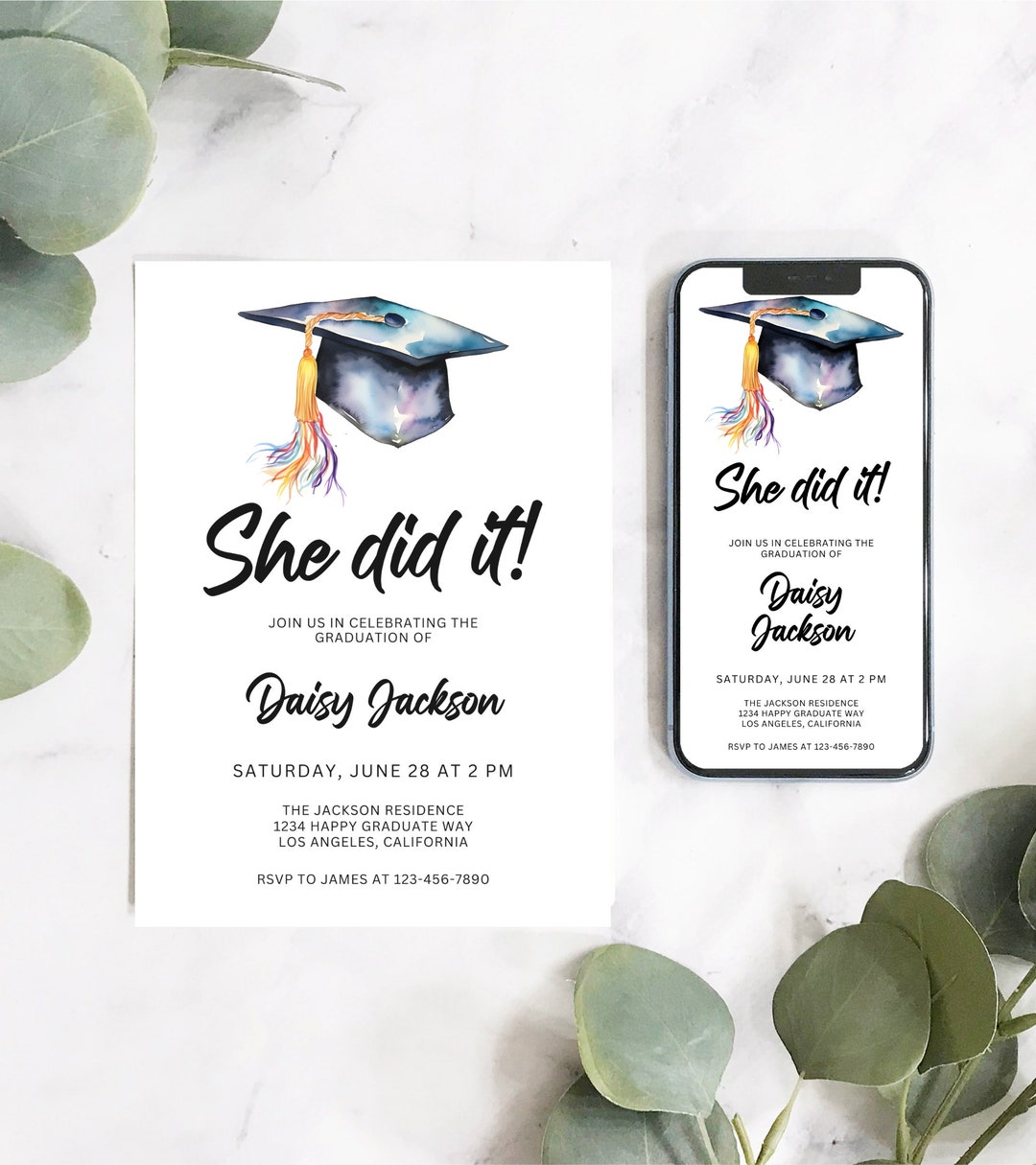 Simple Graduation Invitation Template and Evite Minimalist Graduation ...