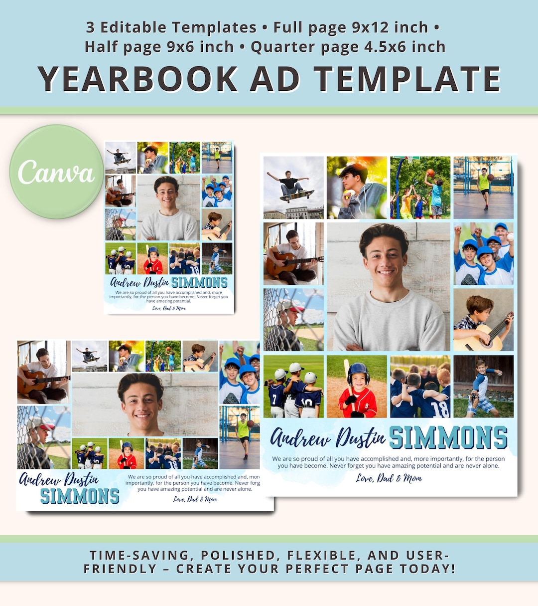 Yearbook Ad Canva Template, Senior Yearbook Ad Quarter Page, Half Page ...