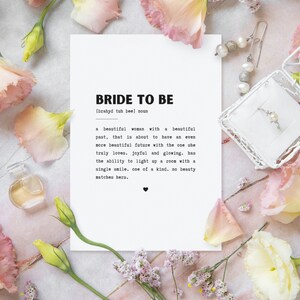 Bride to Be Definition Gift Print, Engagement Gift Bride, Bridal Shower ...