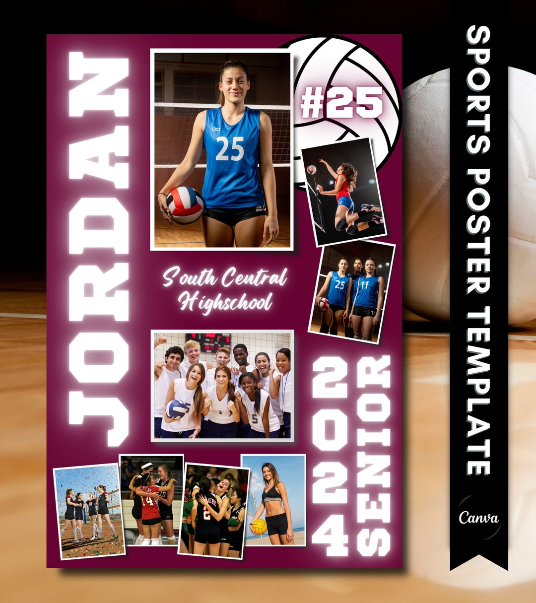 Volleyball Senior Night Poster Template: Customizable Canva Sports ...