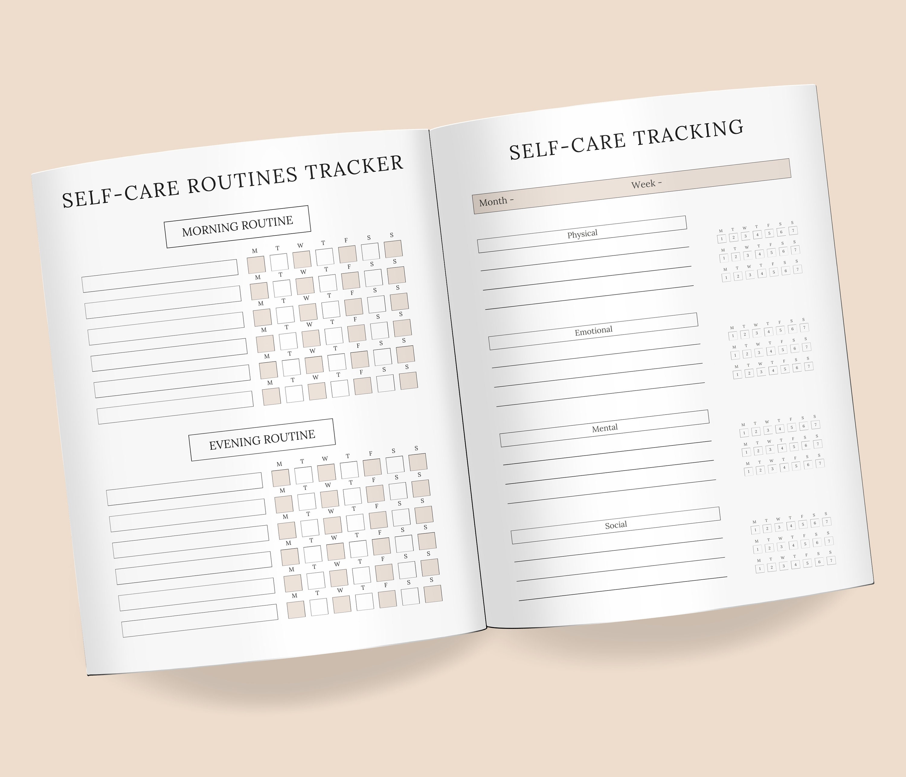 Self Care Tracker Printable Self Care Planner Canva Template - Etsy