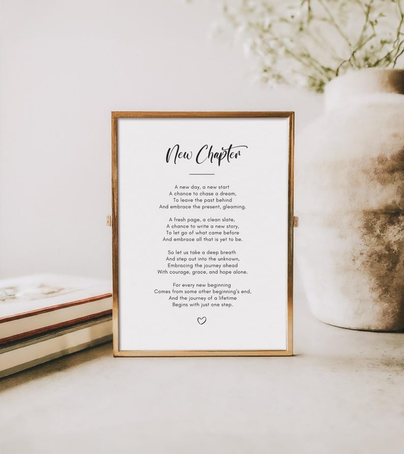 New Chapter Poem Print, Farewell Gift (digital Download) - Etsy
