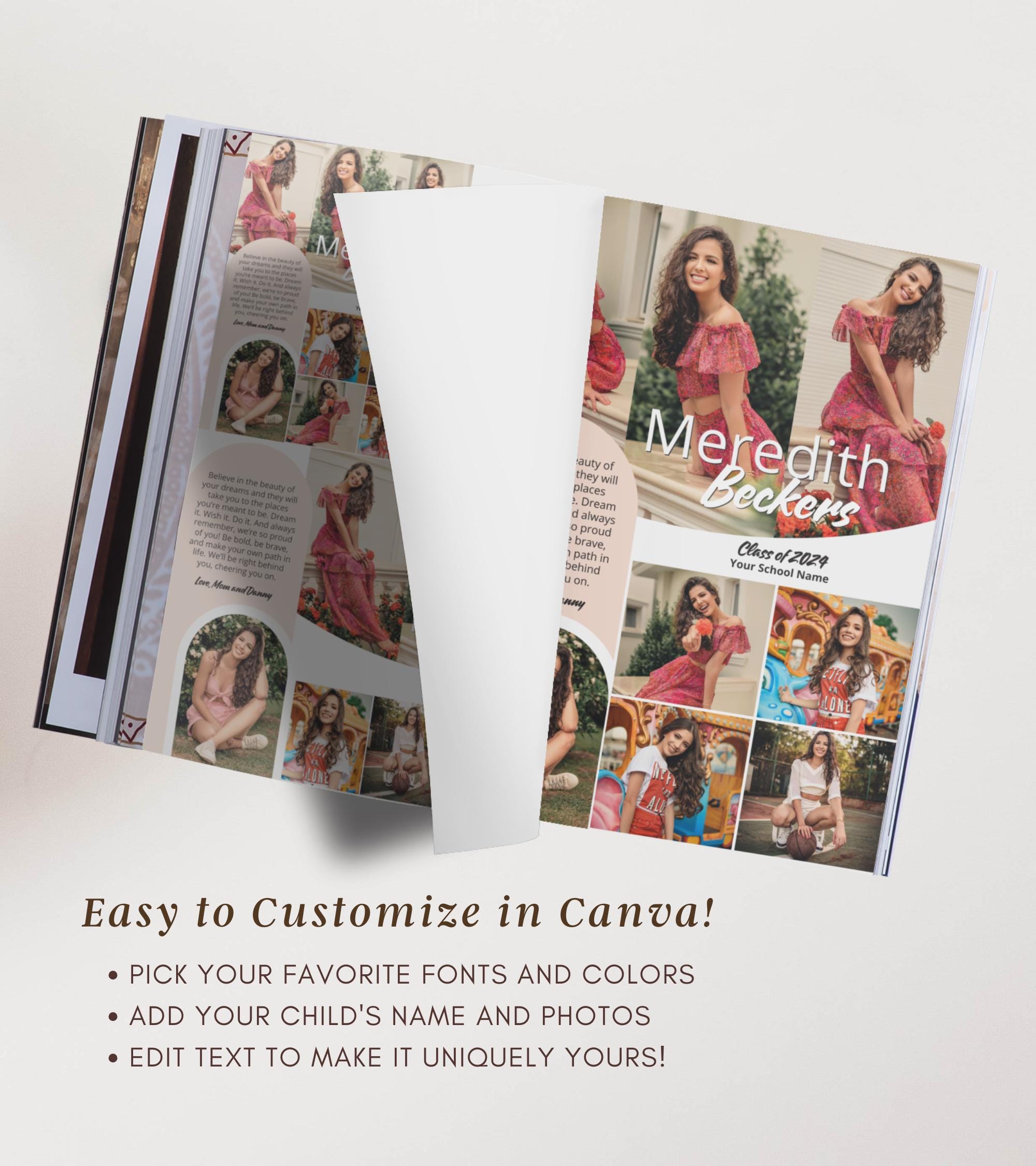 Yearbook Dedication Page Template Bundle: Canva Ad (digital Download ...