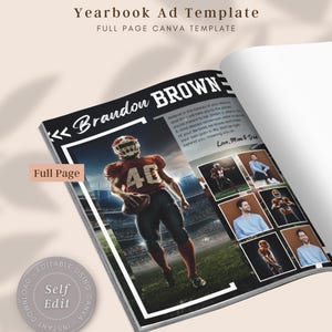 Football Senior Yearbook Ad Template: Full Page Canva Design (8.5x11 ...