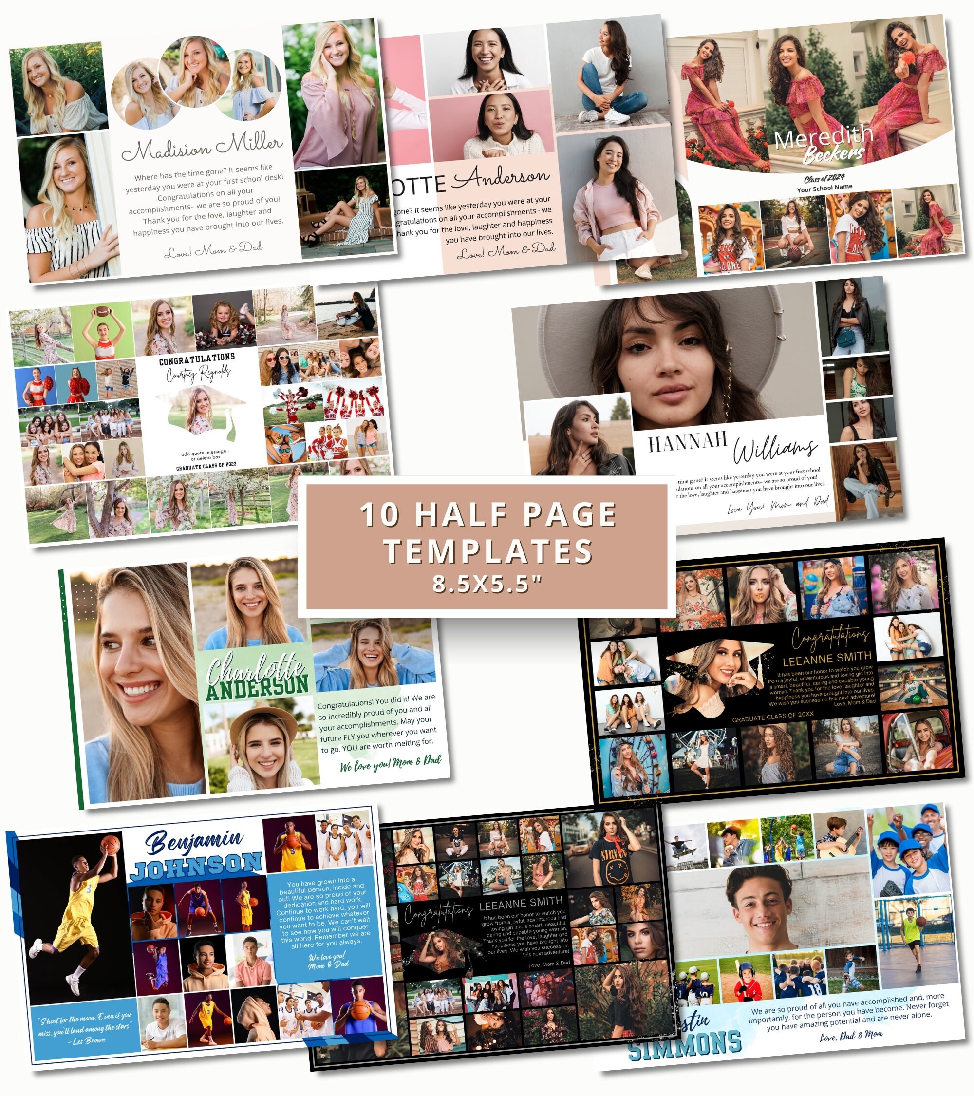 Senior Yearbook Ad Template Canva Bundle (digital Download) - Etsy