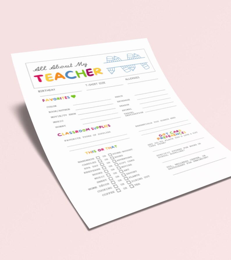 Editable Teacher Favorites Survey: Back to School Gift Printable (canva ...