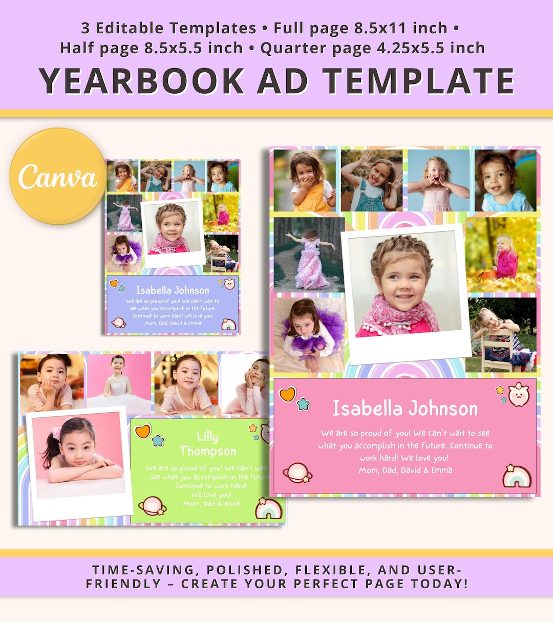 Yearbook Ad Template Elementary Yearbook Template Full Page Canva ...
