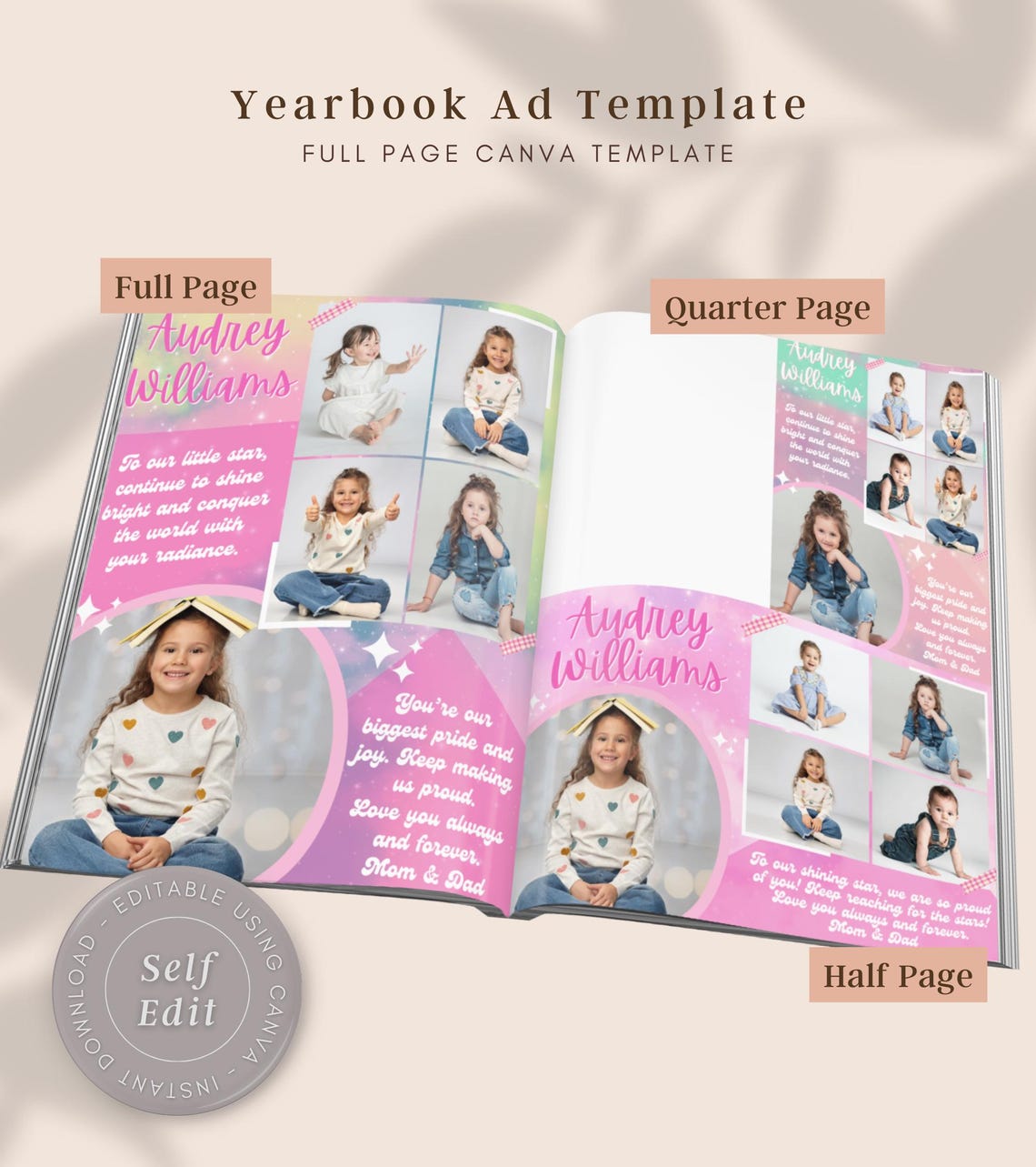 Yearbook Ad Template: Canva Editable Dedication Page (digital Download ...