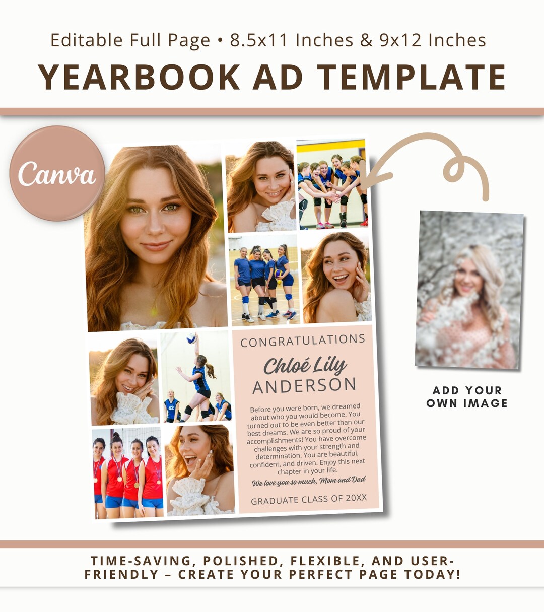 Canva Senior Yearbook Ad Template: Full Page, Customizable (digital ...