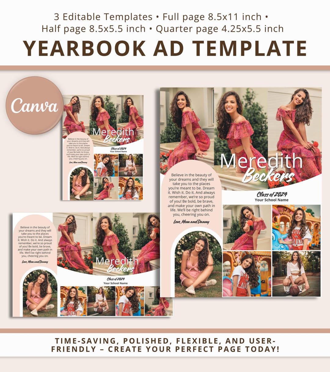 Yearbook Dedication Page Template Bundle: Canva Ad (digital Download ...